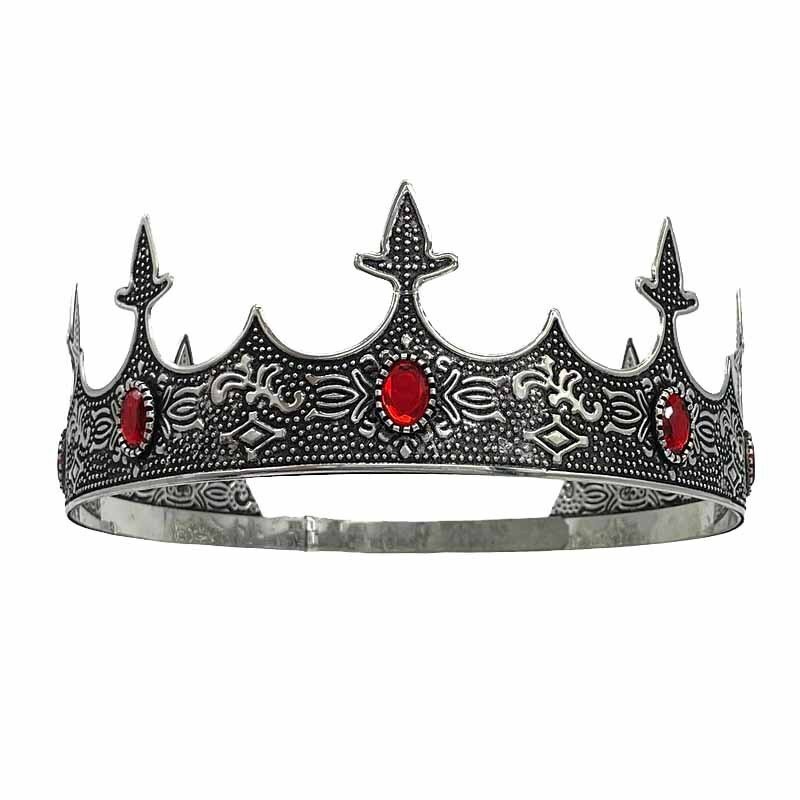 Свадебный головной убор, в стиле барокко, корона, старинное серебро, красные бриллианты