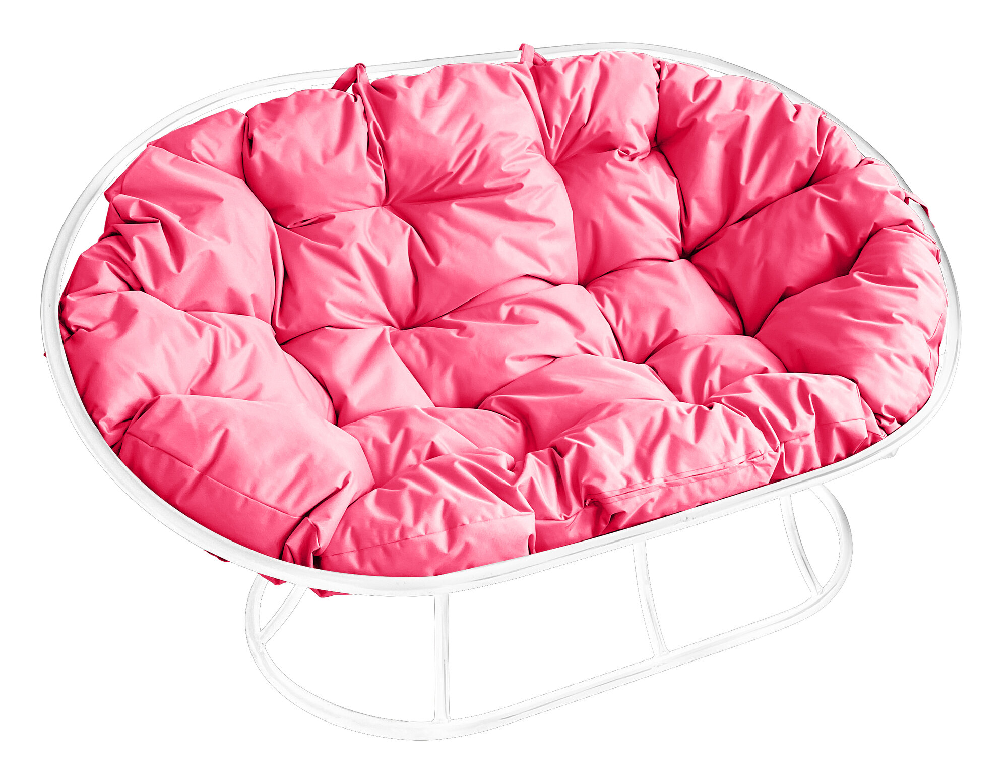 Диван мамасан без ротанга белый, розовая подушка