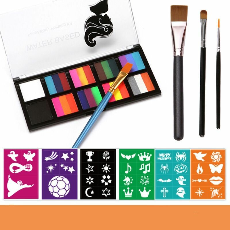 Набор аквагрима с кистями и шаблонами