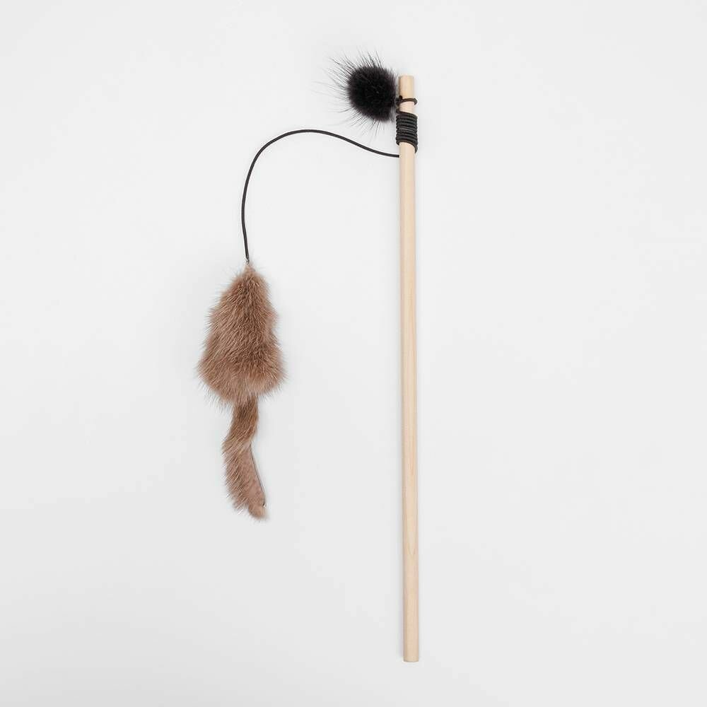 Игрушка-дразнилка звенящая для кошек Мышка-простушка, мышь 12х3 см, палка 30 см