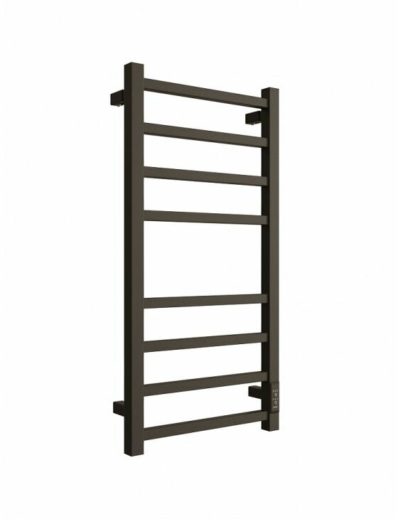 Полотенцесушитель двин L plaza neo 80/40 Электрический, диммер - блок управления на корпусе, квадрат , Цвет - Чёрный матовый, с кабелем