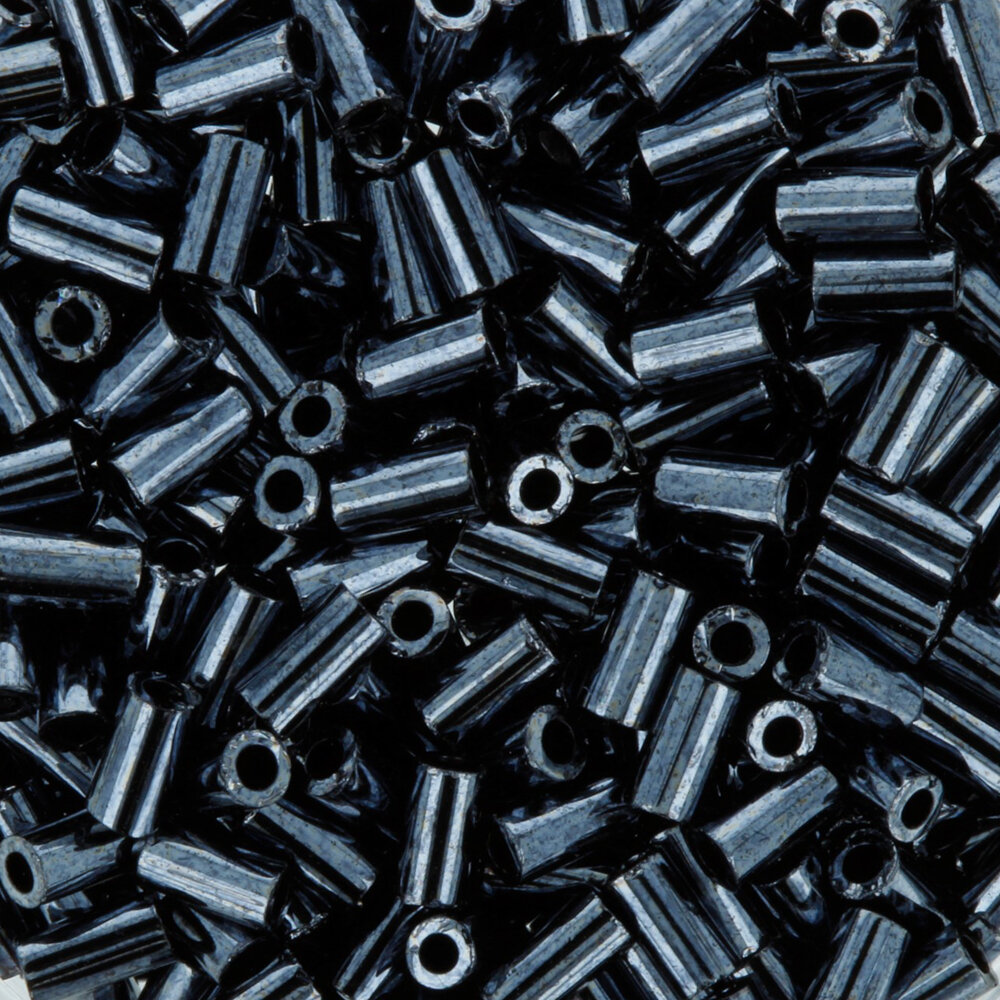 Бисер TOHO Bugle, размер 3мм, цвет #81 (Металлизированный, гематит), 10 грамм