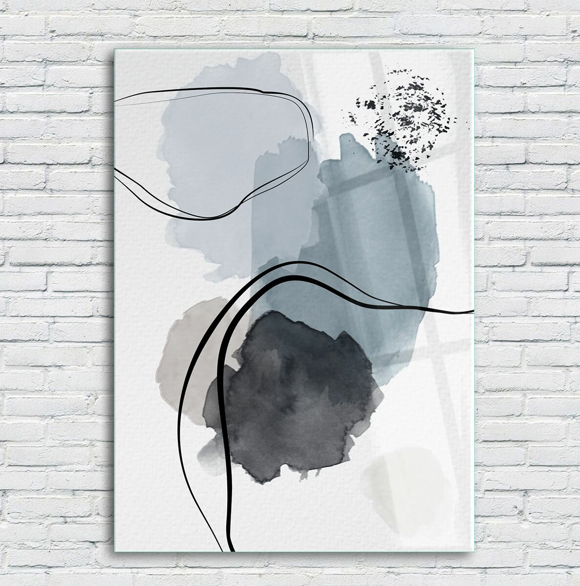 Картина 56х80 см на стекле для интерьера/ Синяя абстракция, Diva Kartina