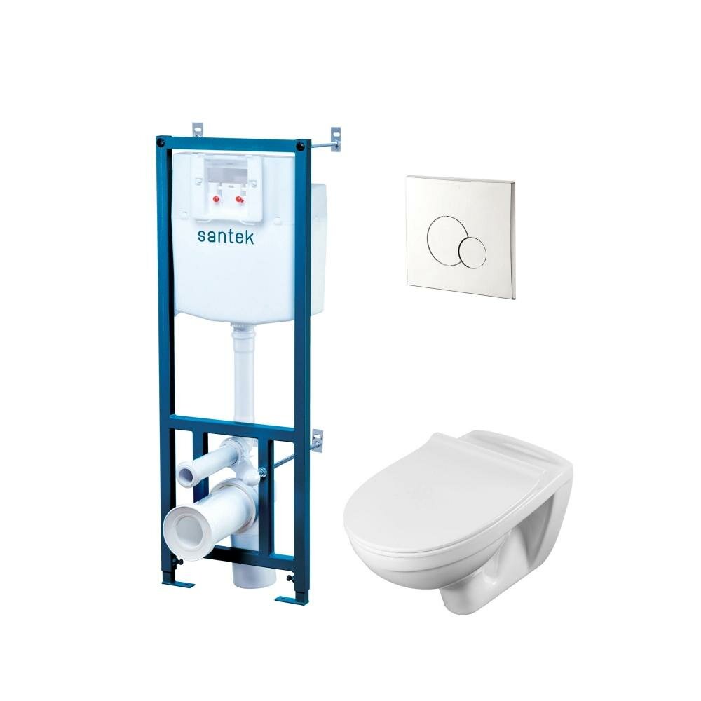 Комплект инсталляции Santek ПЭК с подвесным унитазом с крышкой Soft Close с микролифтом Бореаль и клавишей смыва хром