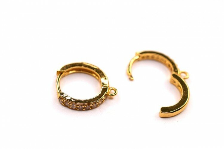 Швензы основы для серег 16х14х2мм, отверстие 1мм, цвет золото, латунь/фианит, 21-150, 1 пара