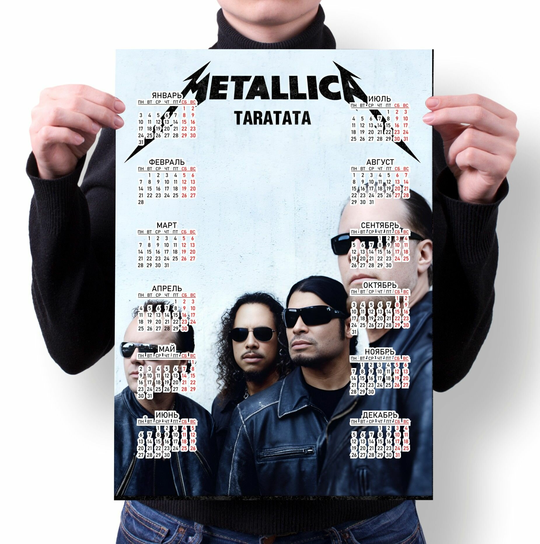 Календарь формата А4 с принтом "Metallica", Металлика