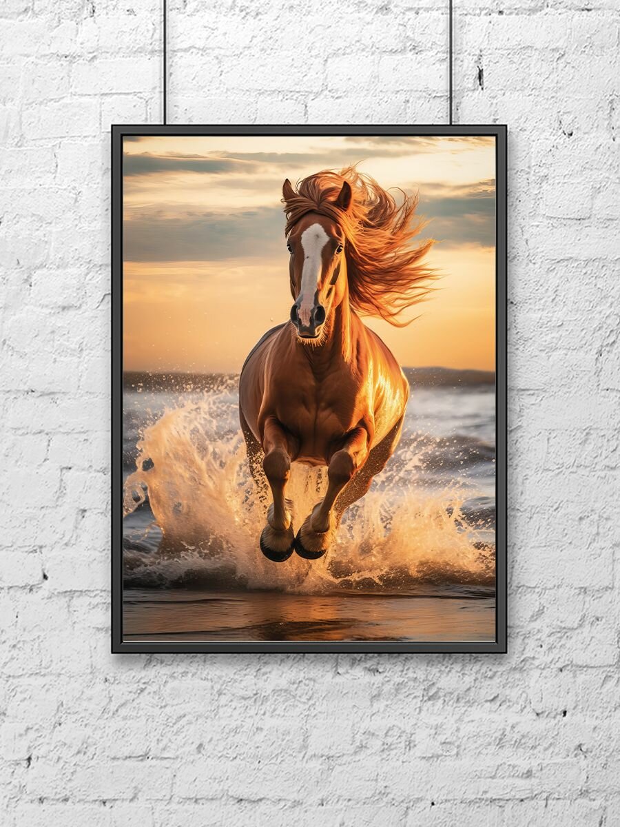 Постер для интерьера на стену (30х40 см). Лошадь на пляже