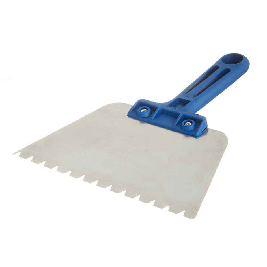 Шпатель для клея зубчатый 180 мм В15 нержавеющая сталь с пластиковой ручкой