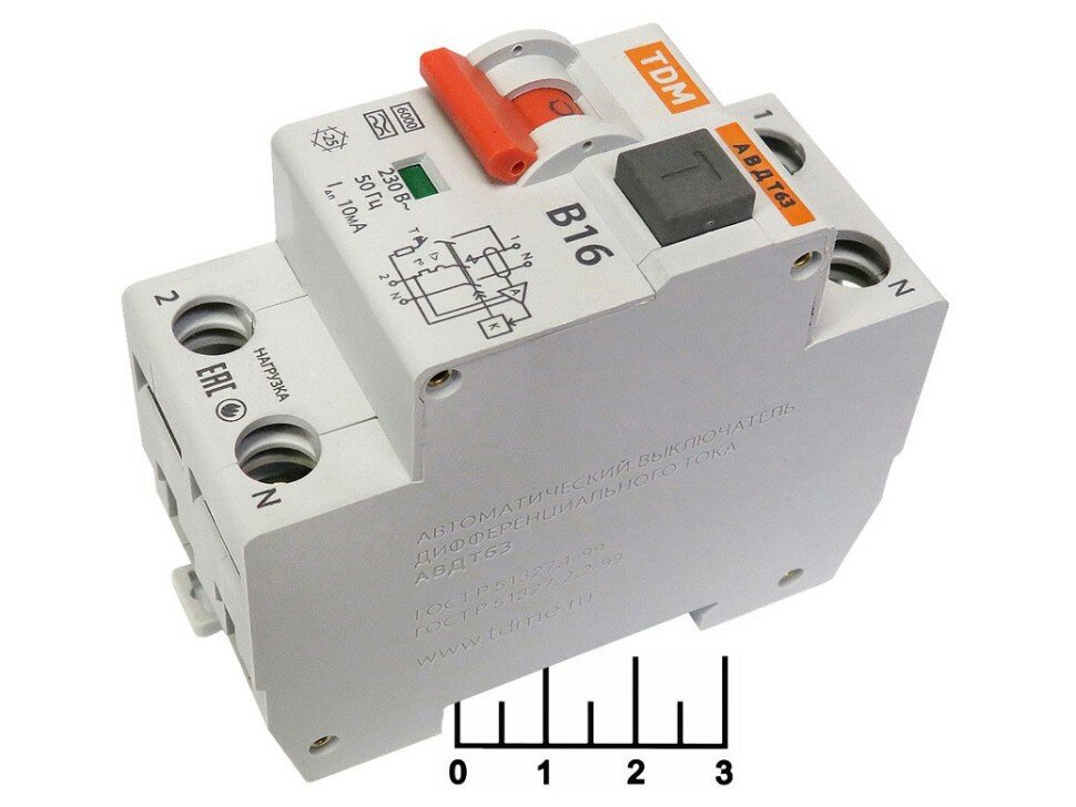 Дифавтомат 16A/10мA 1P+N АВДТ-63 TDM (0202-0009)