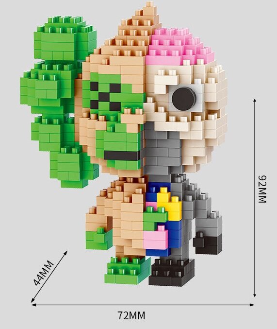 Конструктор 3D из миниблоков Balody Kaws обезьянка зеленая половинка 415 элементов - BA18268