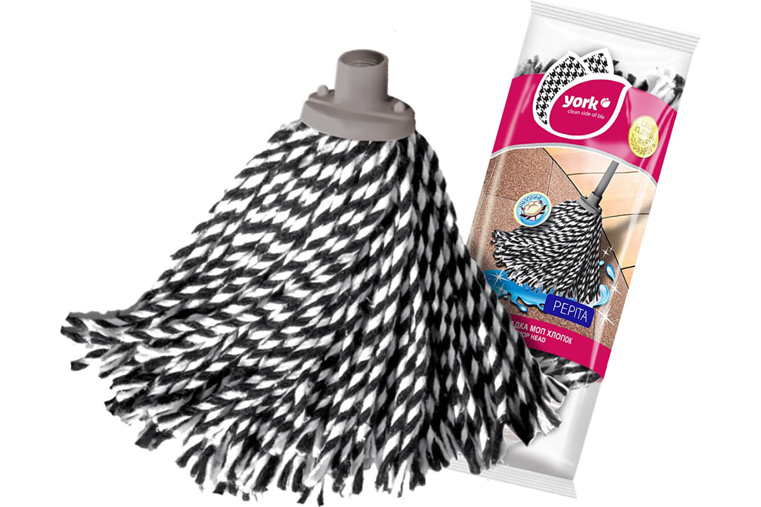 Насадка для мытья пола YORK хлопковая пепита 073170