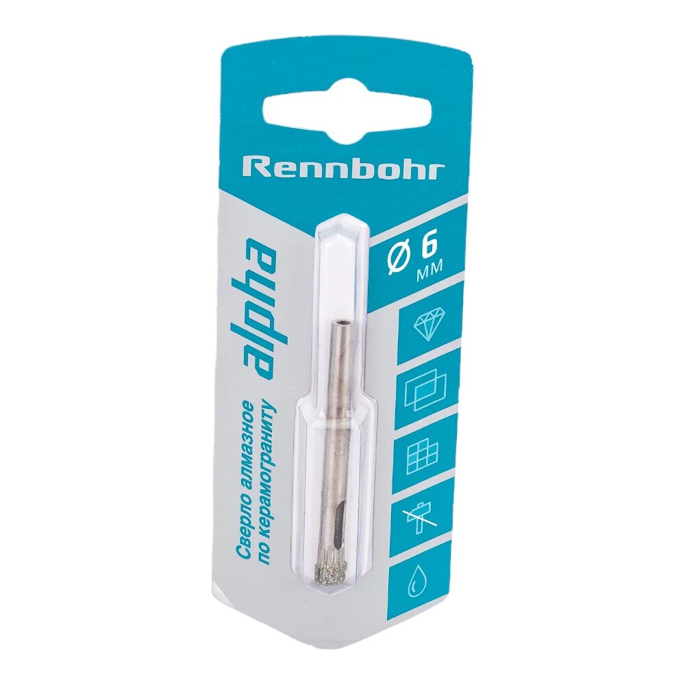 Сверло алмазное по керамограниту и керамике 6 мм RENNBOHR 676206