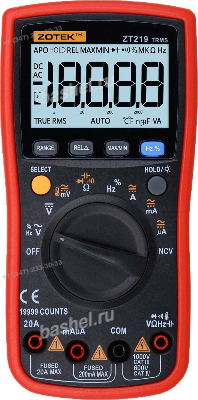 ZT219 True RMS, 19999 отсчетов, Мультиметр цифровой, S-LINE