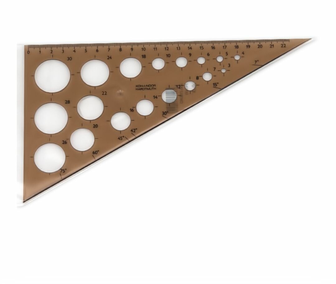 Угольник 60 градусов с окружностями (22 см )