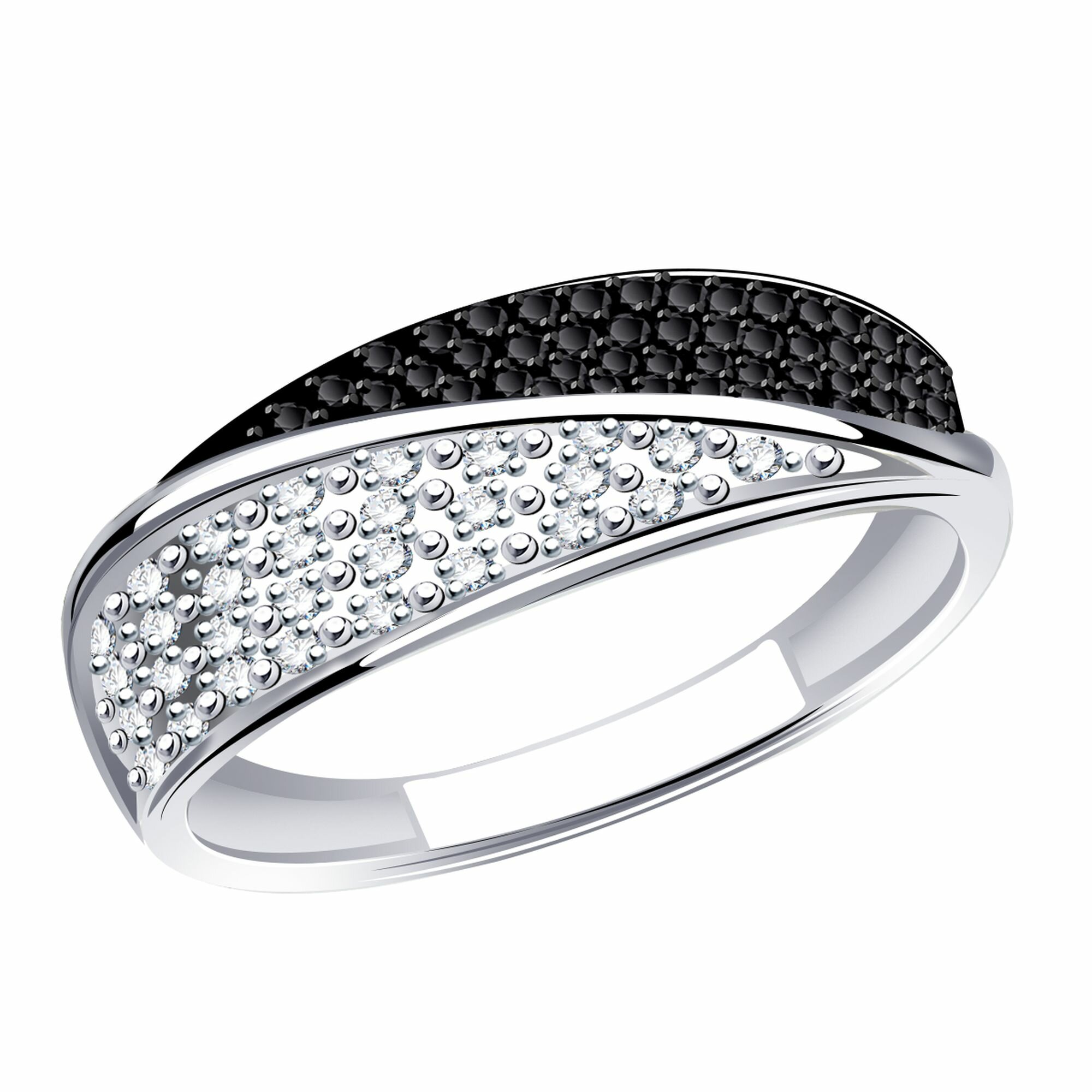 Кольцо дорожка, белое золото, 585 проба, бриллиант