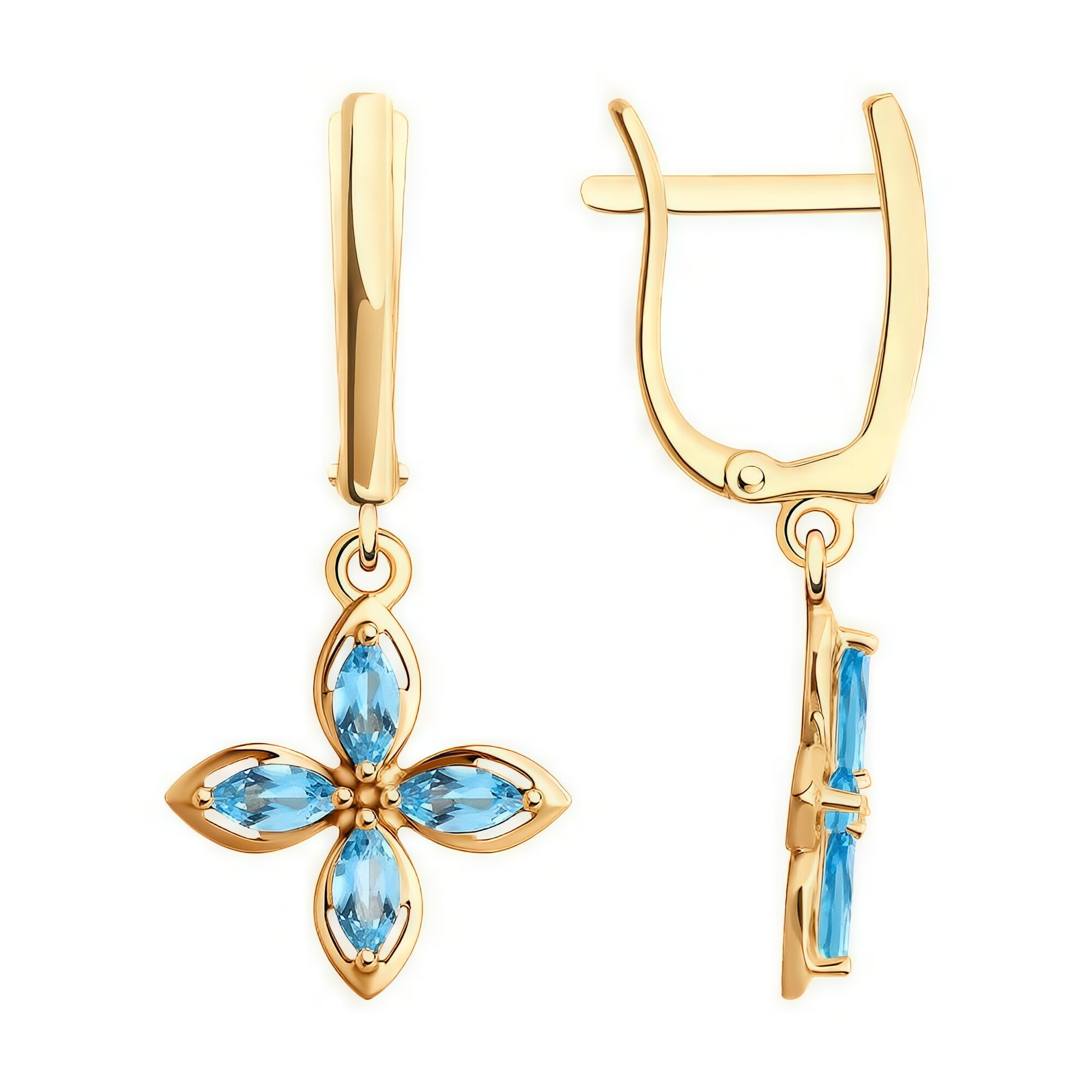 Серьги Diamant online, красное золото, 585 проба, топаз