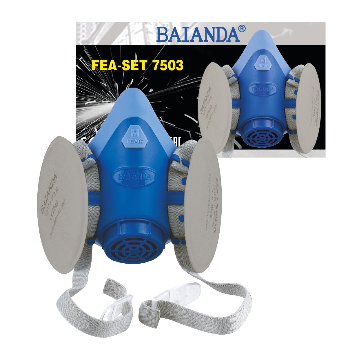 Маска Респиратор для защиты дыхания (комплект) BAIANDA FEA-SET 7503, для сварочных работ, полумаска размер L, P3R