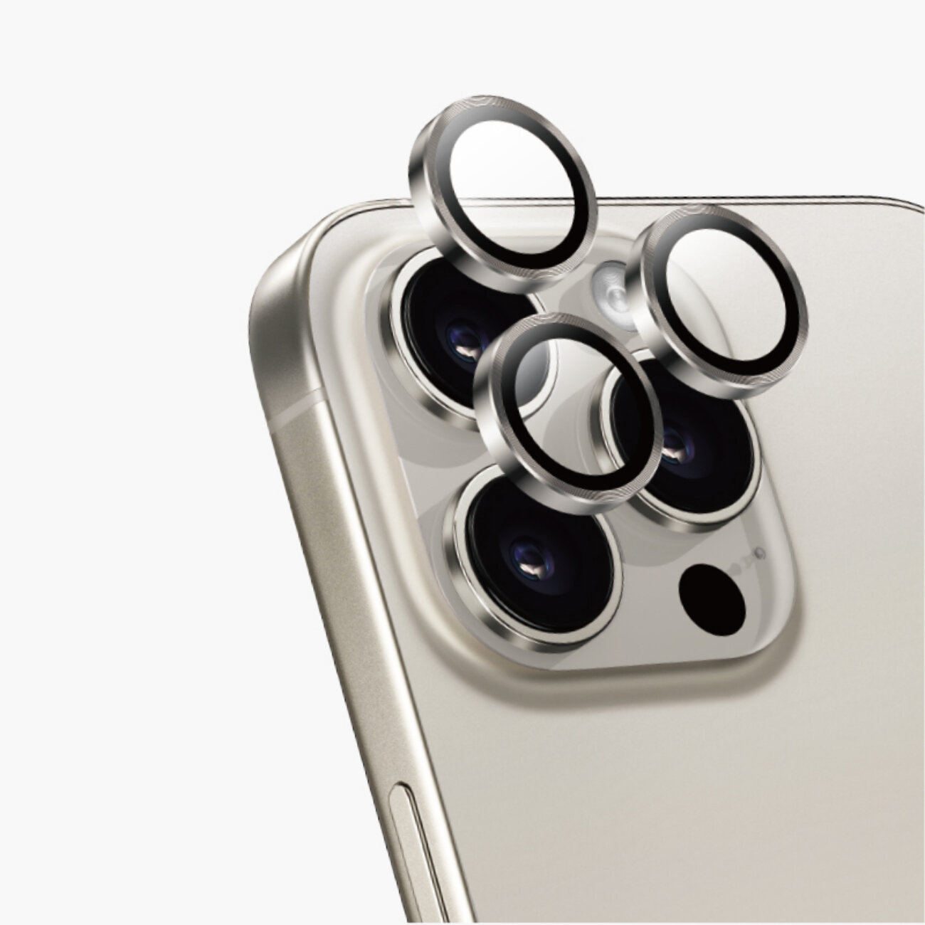 Защитные линзы для камеры iPhone 16 Pro Max KEEPHONE — Закаленное стекло 9H c покрытием AR из алюминиевого сплава-Титан