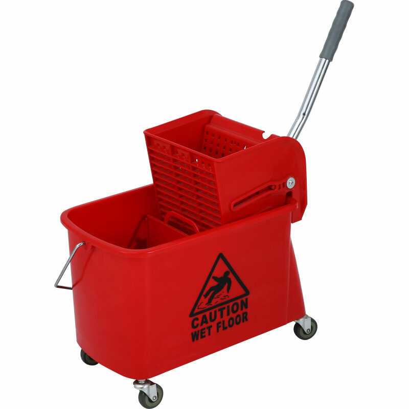 Ведро на колесах 20л 2 отделения с мех. отжимом красное, 972255