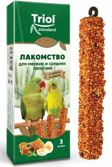 Triol Лакомство для мелких и средних попугаев с мёдом и яйцом (уп.3 шт) 0.08 кг