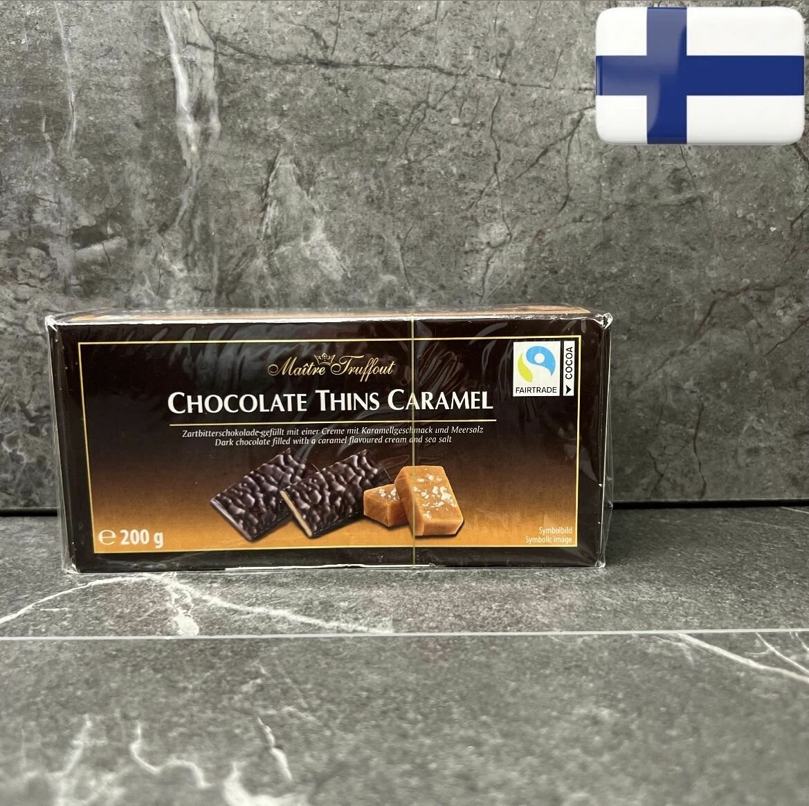 Темный шоколад Maitre Truffout со вкусом соленой карамели, в пластинках 200 гр.