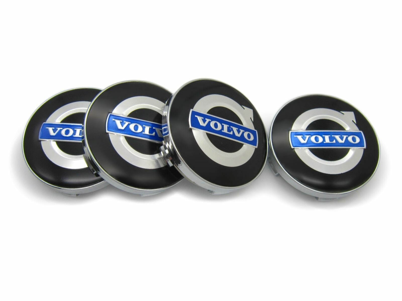 Колпачки, заглушки на литые диски Volvo black 60/56 мм, комплект 4 шт.