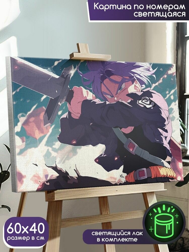 Картина по номерам со светящейся краской аниме Dragon ball (Драгон бол, Транкс) - 1251 Г 60x40