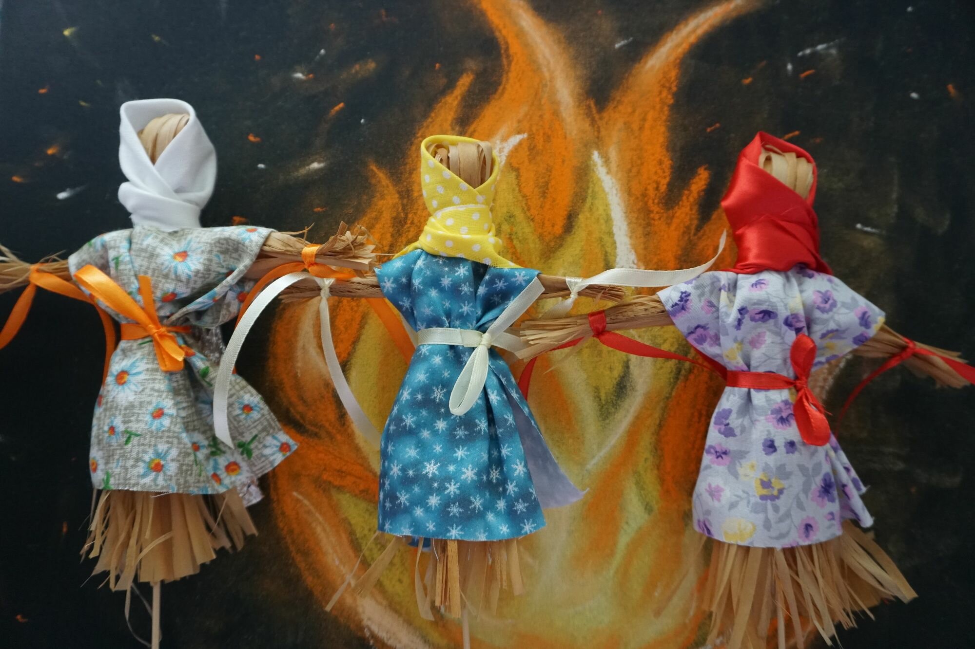 Чучела масленицы для сжигания, 3 шт. (свеча в подарок)