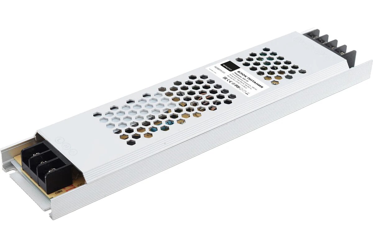Apeyron Блок питания 24 В, 150 Вт, IP20, 6,25А, алюминий, слим, серый, 226х53х18 мм. 03-72