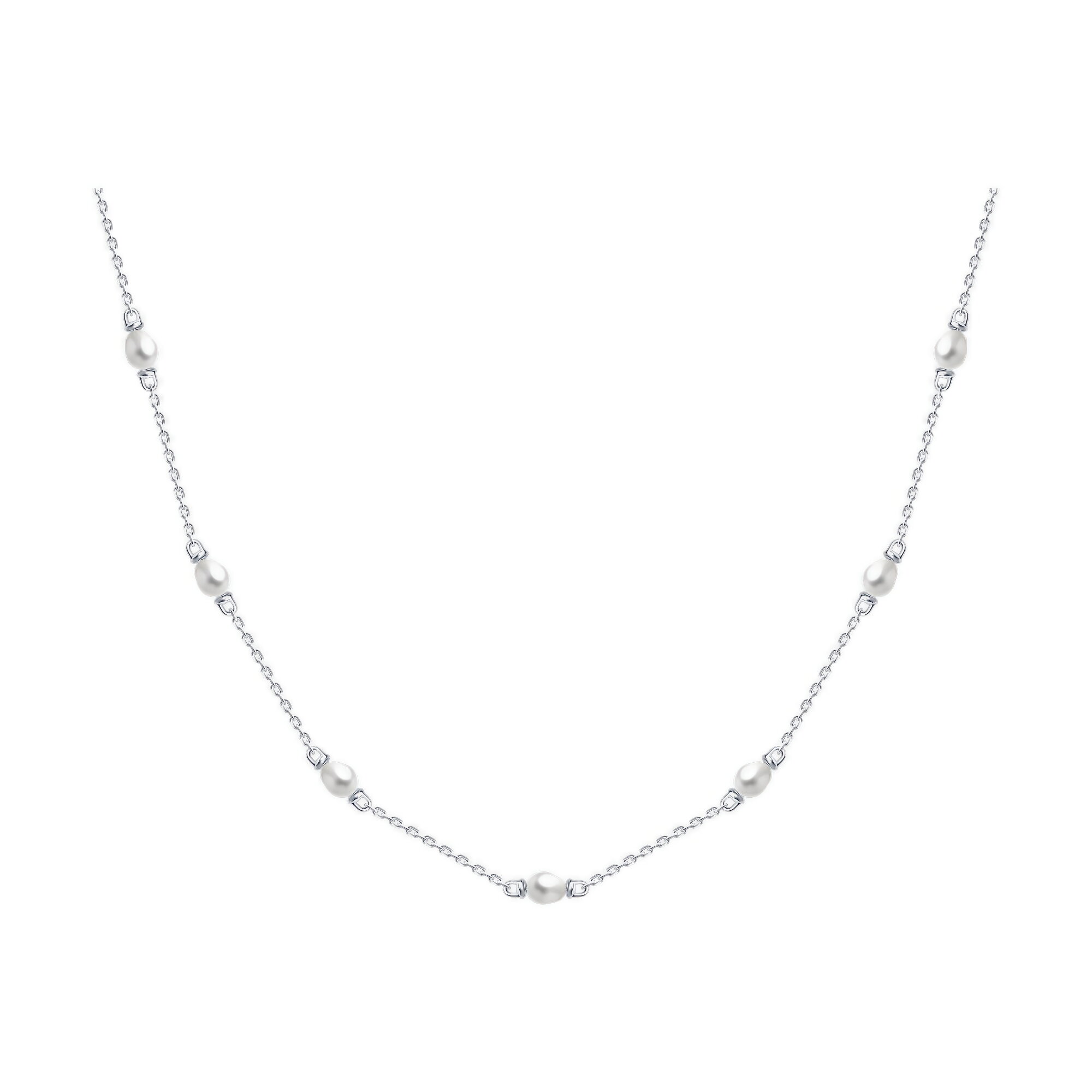 Колье, серебро, 925 проба, родирование, жемчуг