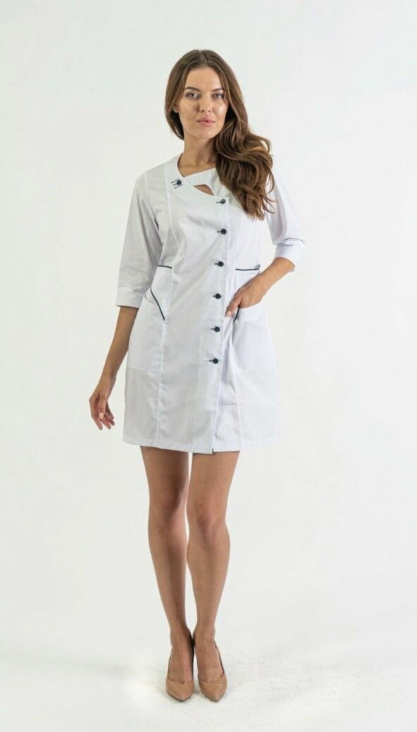 Рабочий халат SPECMED-ODEGDA "Валента", белый, из сатори, медицинский, размер 48