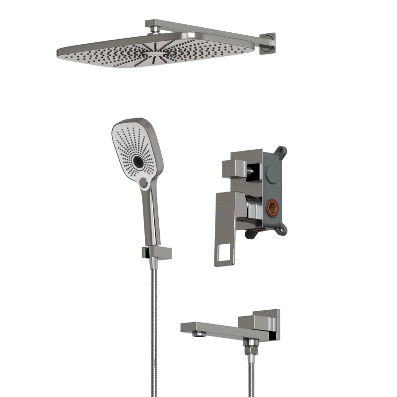 Душевая система 35k MIXLINE ML42-083 "Pure" лейка "Тропический душ" встраиваемая хром