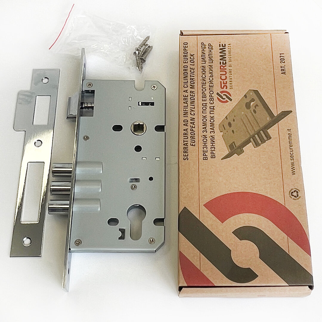 Замок цилиндровый SECUREMME 2071 врезной с защелкой под ручку