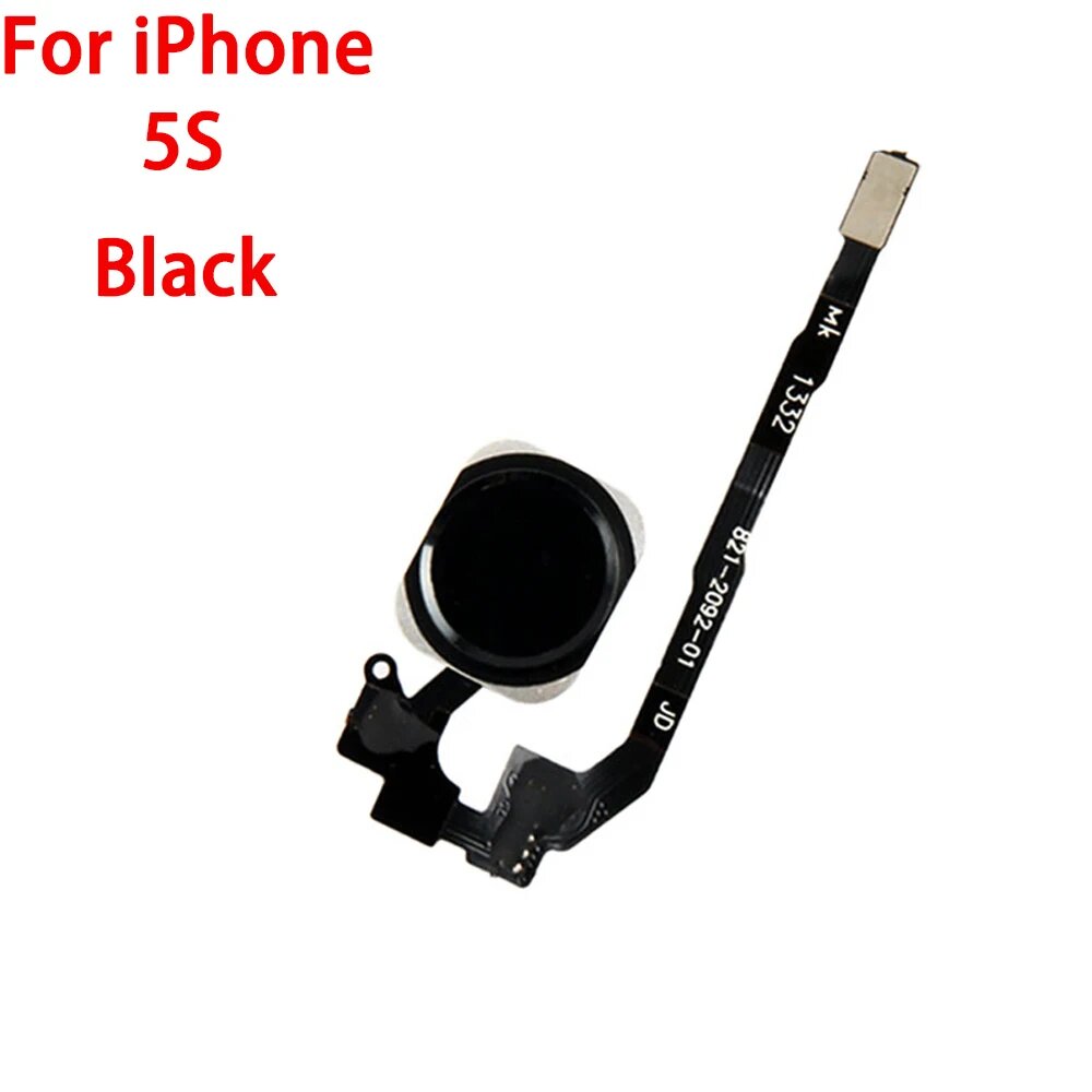 1 шт, сенсорный датчик Touch ID, кнопка «Домой», замена гибкого кабеля для iPhone 5S и SE black