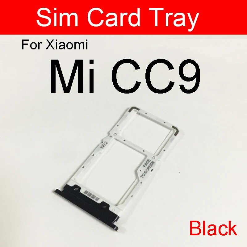 Держатель лотка для SIM-карты для Xiaomi Mi Note 10 CC9E A3 CC9 9 Lite Pro, адаптер для слота для SIM-карты, запасные части для ремонта Mi CC9 9Lite-Black