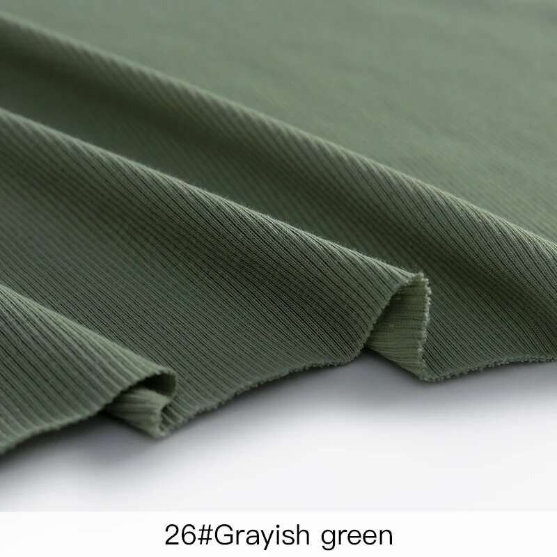 Ребристая ткань Xintianji хлопок/спандекс 0,5м/1м/2м Темно-зеленый, 50x135cm(0.5 meters), 26