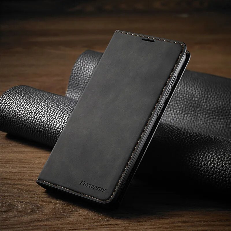 Кожаный чехол-книжка для iPhone 17 Pro, черный