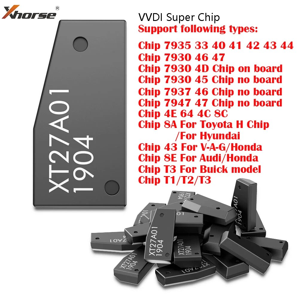 Xhorse VVDI Super Chip XT27A01/A66 Mini VVDI2 Key Tool 8A Транспондерный чип автомобильного ключа 4D67/T5-20 Чип/4D60/4D63 40 80 бит/4C/4D61/2 VVDI Super Chip, 1 PCS