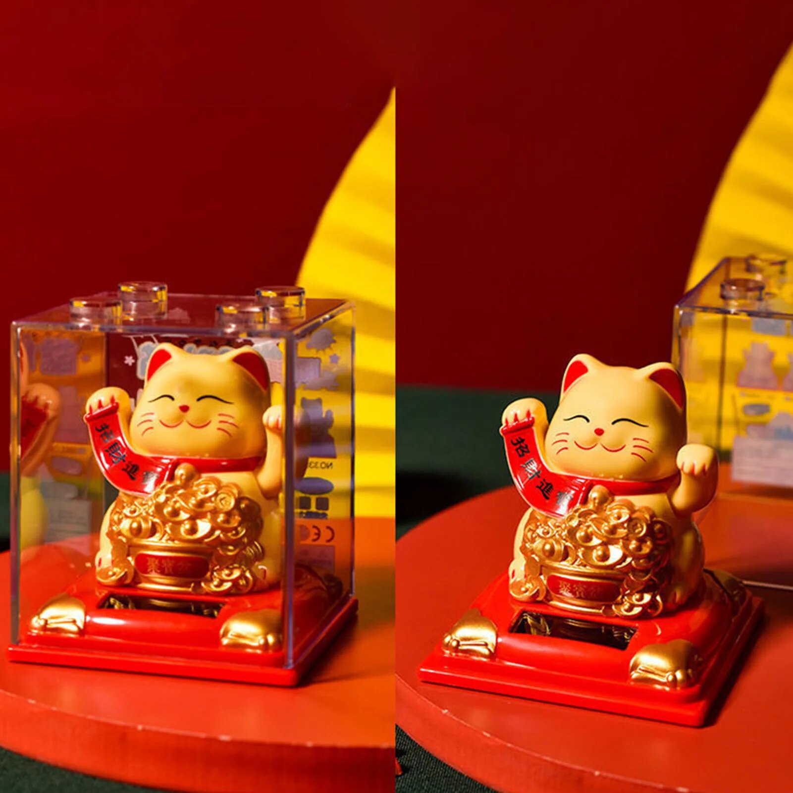 Солнечный кот-приносящий удачу, пластик, красный, Color: D