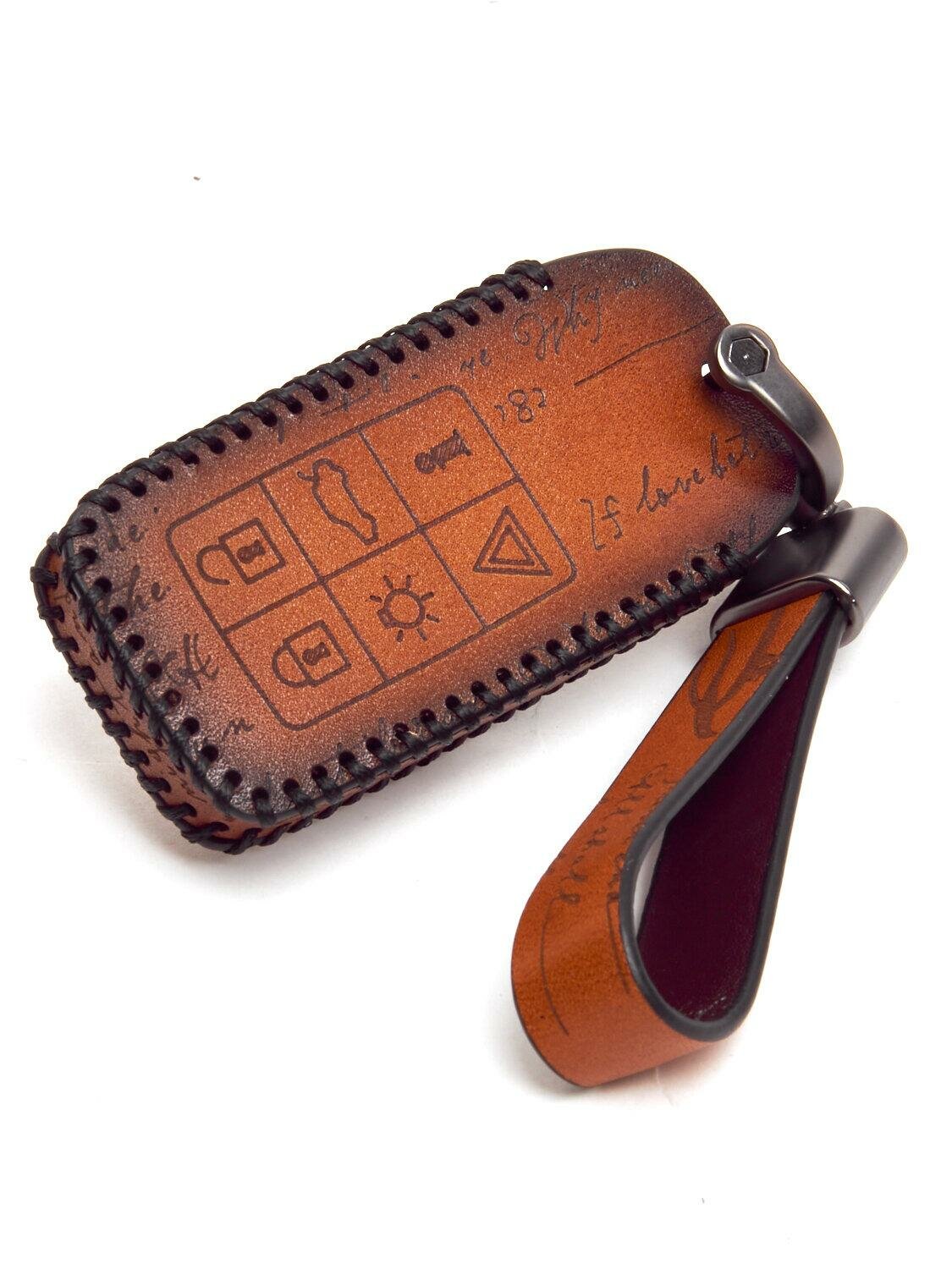 Чехол BGT для автомобильного ключа Volvo (Вольво), кожа, влагозащитный, ударопрочный, коричневый