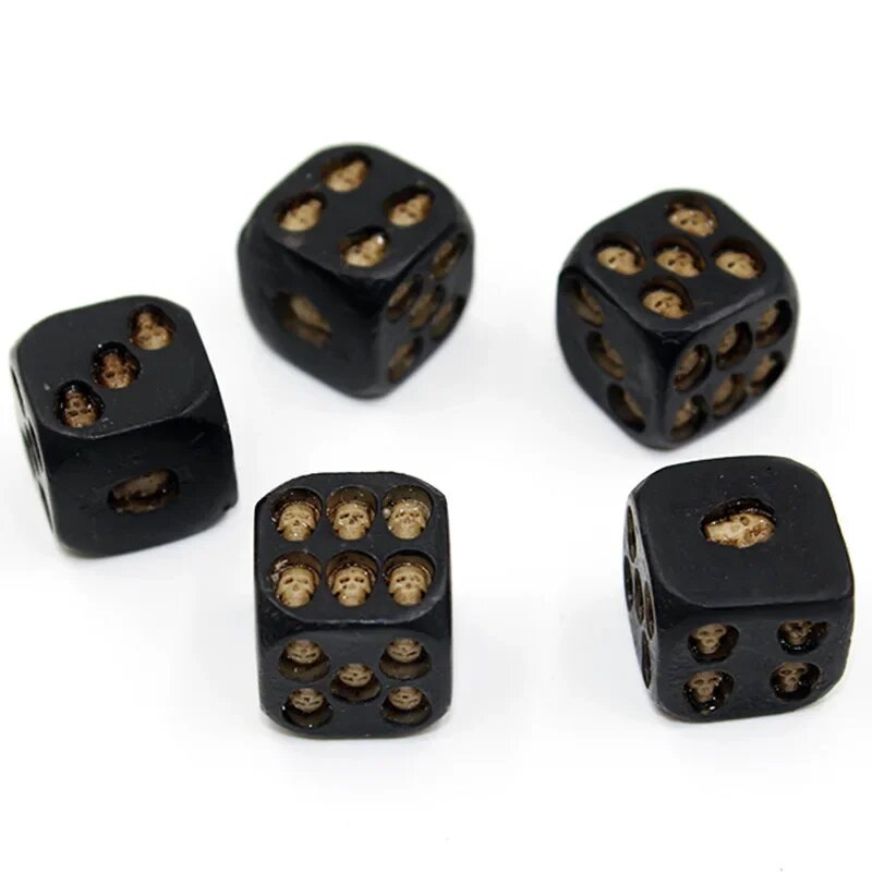 Кости черные для настольных игр, 6 шт