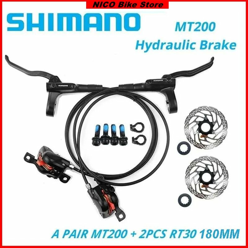 SHIMANO MT200, гидравлический велосипедный тормоз, 800x1450 мм, включая роторы SM-RT30-180MM, пара передних и задних