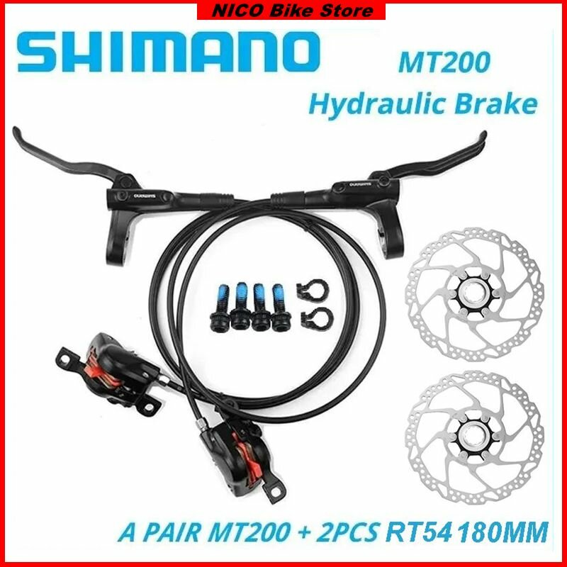 SHIMANO MT200, гидравлический велосипедный тормоз, 800x1450 мм, включая роторы SM-RT54-180MM, пара передних и задних