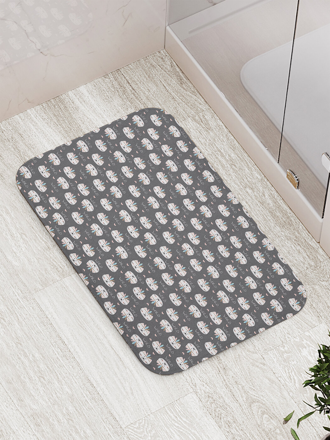 Коврик для ванной комнаты, туалета "Дикий кот" противоскользящий, 52х77 см, JoyArty