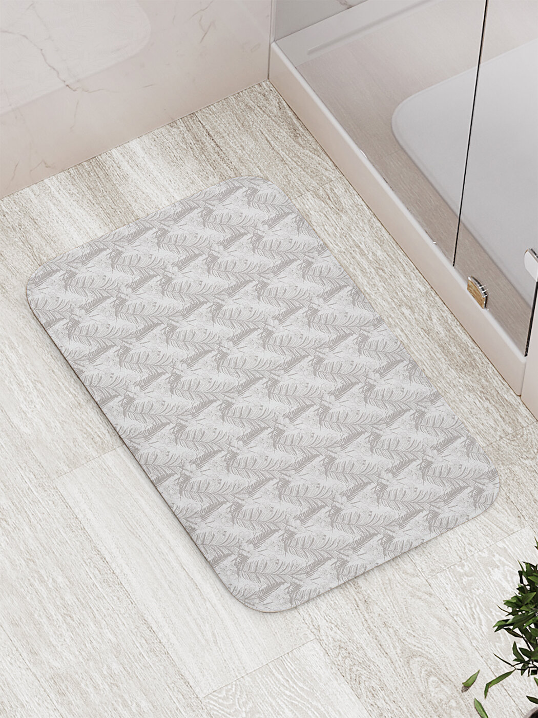 Коврик для ванной комнаты и туалета противоскользящий "Тени листьев" 52х77 см, JoyArty