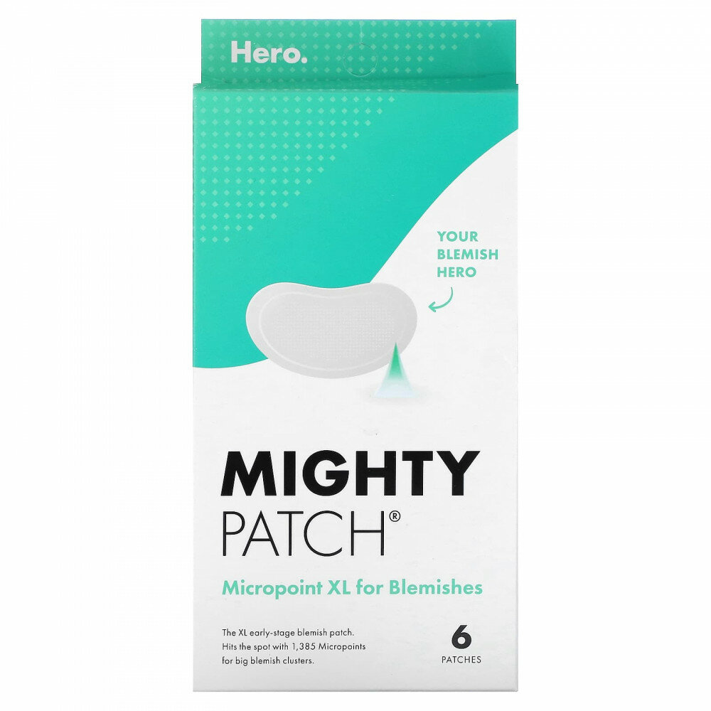 Hero Cosmetics, Mighty Patch® Micropoint XL, для устранения несовершенств, 6 патчей