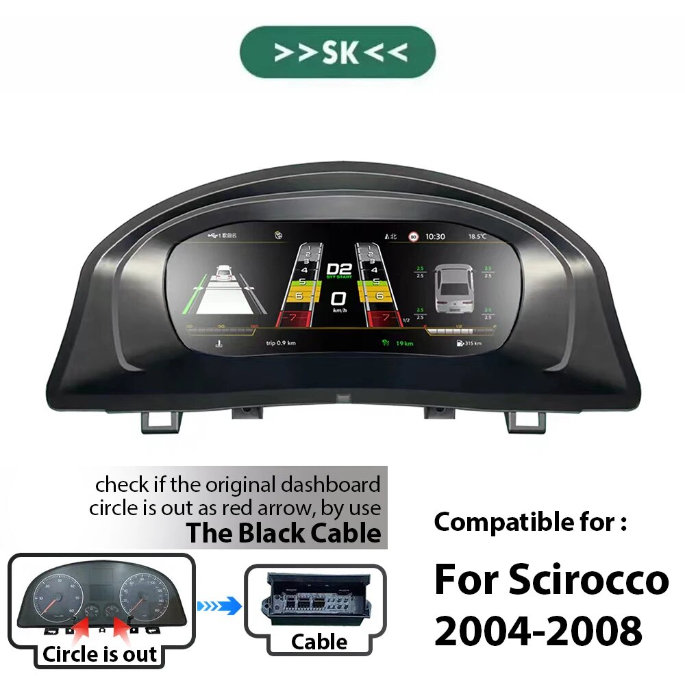 12,3-дюймовый цифровой кластер для VW Passat B8 B6 7 CC Scirocco Jetta 4 Golf 6 MK7, вариант виртуального прибора, приборная панель, панель, кабина For Scirocco 04-08ys