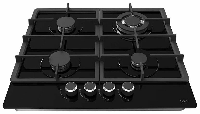 Газовая варочная панель Haier HHX-G64CWB, с рамкой, цвет панели черный, цвет рамки черный