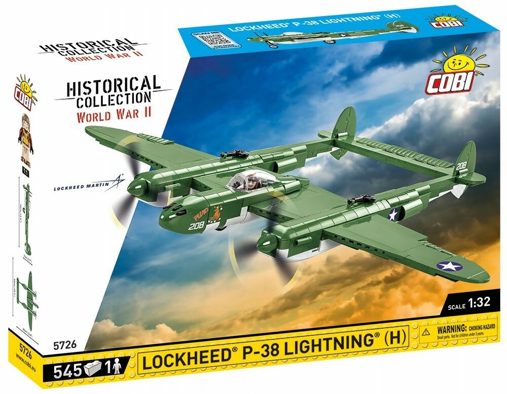 Конструктор пластиковый Cobi Lockheed P-38 H Lightning - Истребитель Локхид - 545эл. - Коби 5726