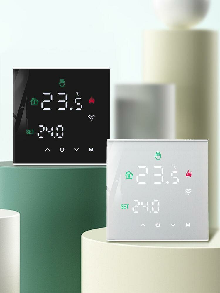Терморегулятор BEOK TCB60B, для теплого пола, сенсорный, программируемый, Wi-Fi, черный — фото 1